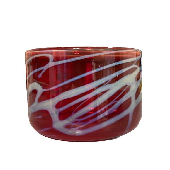 ROBERT LEVIN | Dining | Art Glass Bowl Vintage Hand Blown Red Swirl ...